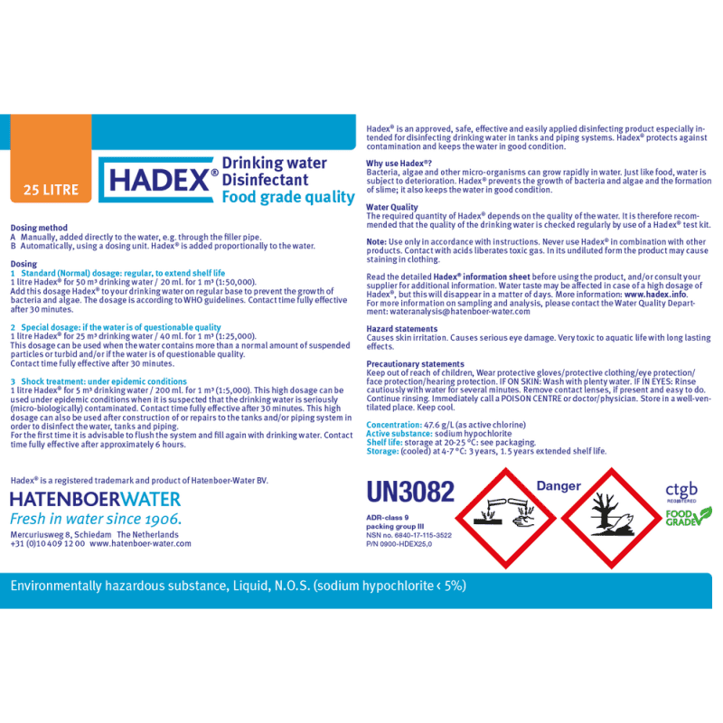HADEX water disinfectant | TOPLICHT