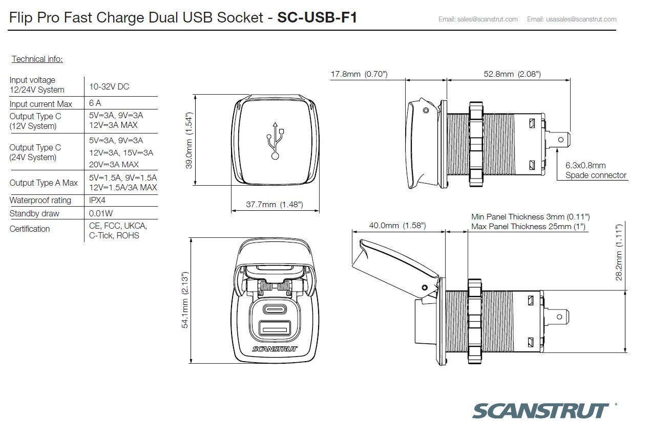Waterproof USB-C socket | TOPLICHT